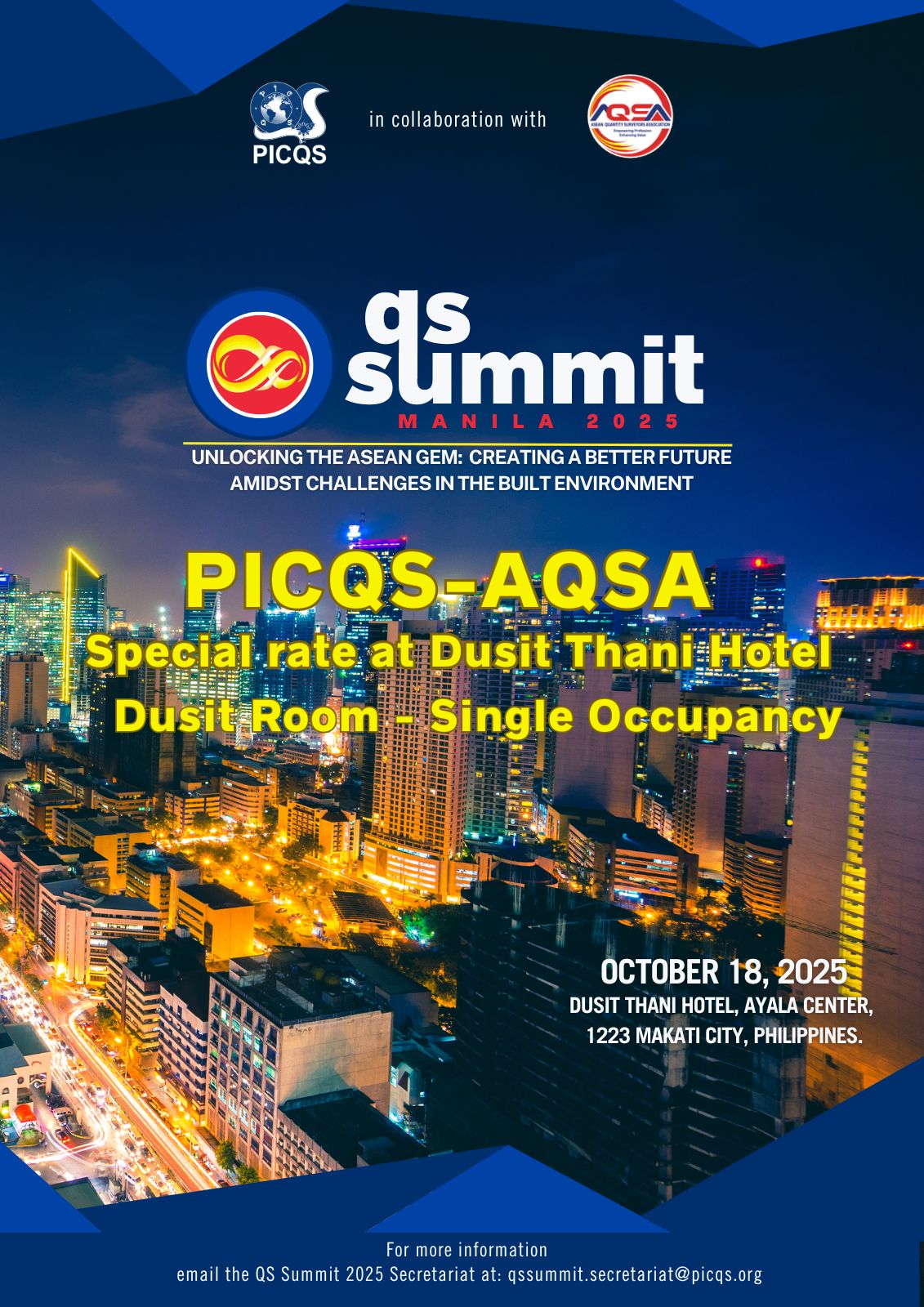 PICQS QS SUMMIT 2025 - Dusit Room - Single Occupancy (5 nights x ₱6,500 ...