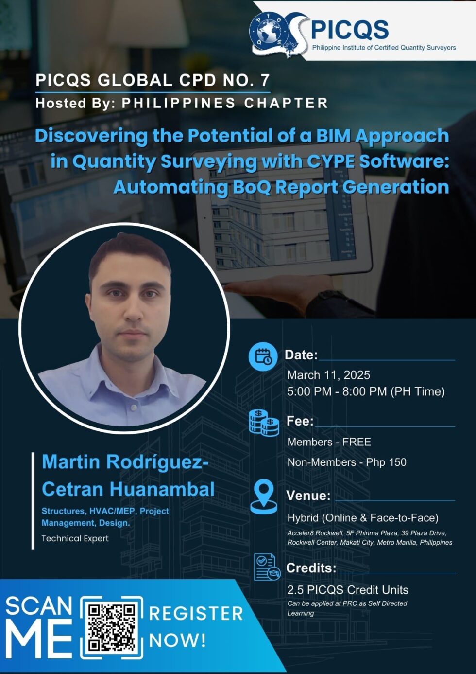 2025 PICQS GLOBAL CPD No. 7 (Hosted by PH Chapter) – Discovering the Potential of a BIM Approach ...