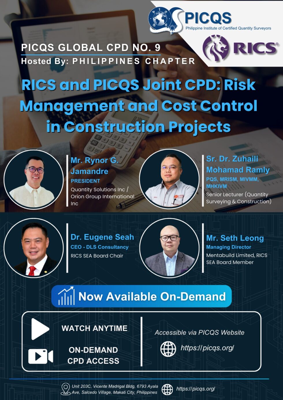 2025 PICQS GLOBAL CPD No. 9 (Hosted by PH Chapter) – RICQS and PICQS Joint CPD: Risk Management ...