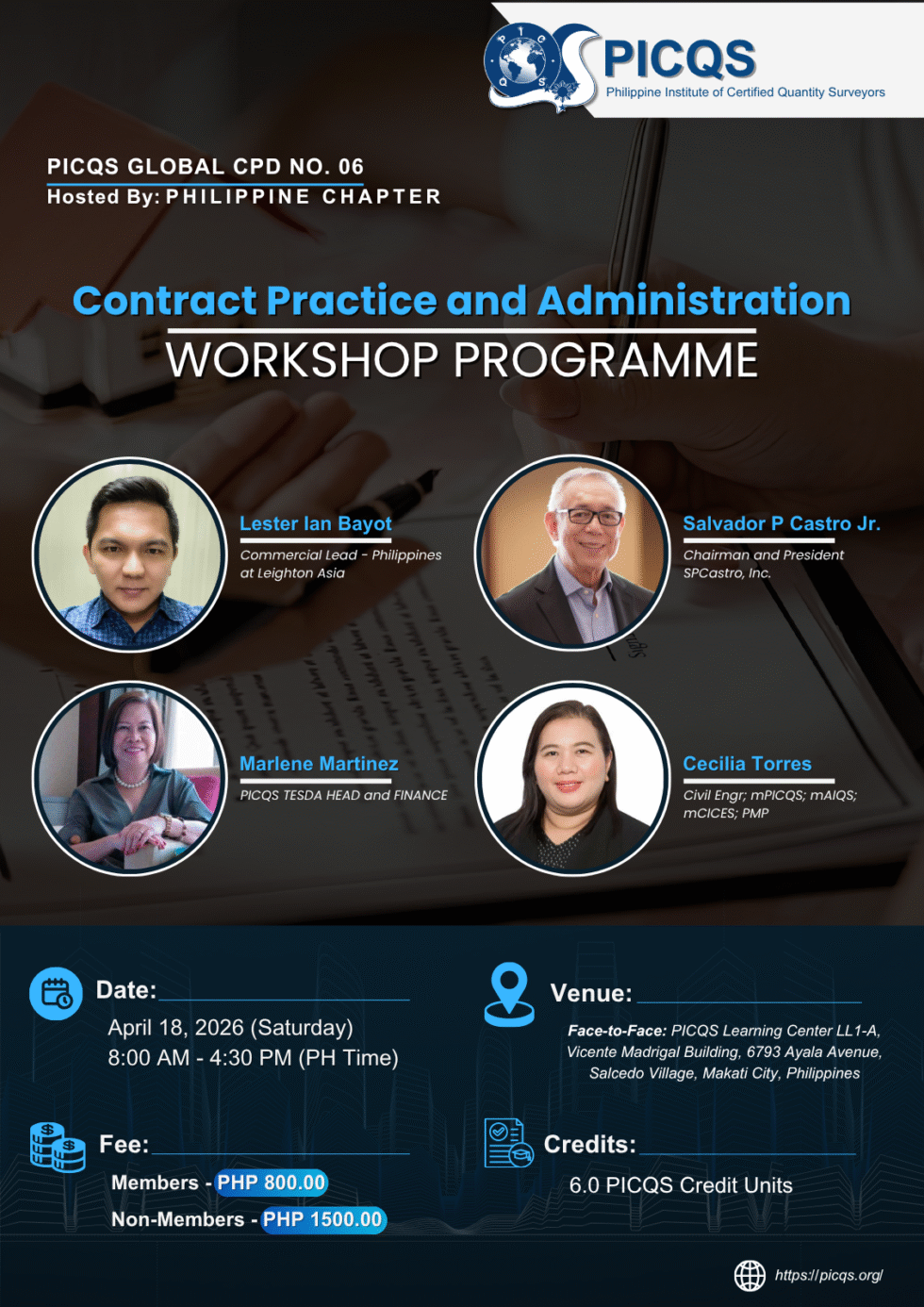 2026 PICQS Global CPD No. 06 (Face-to-face Hosted by: PH Chapter ...